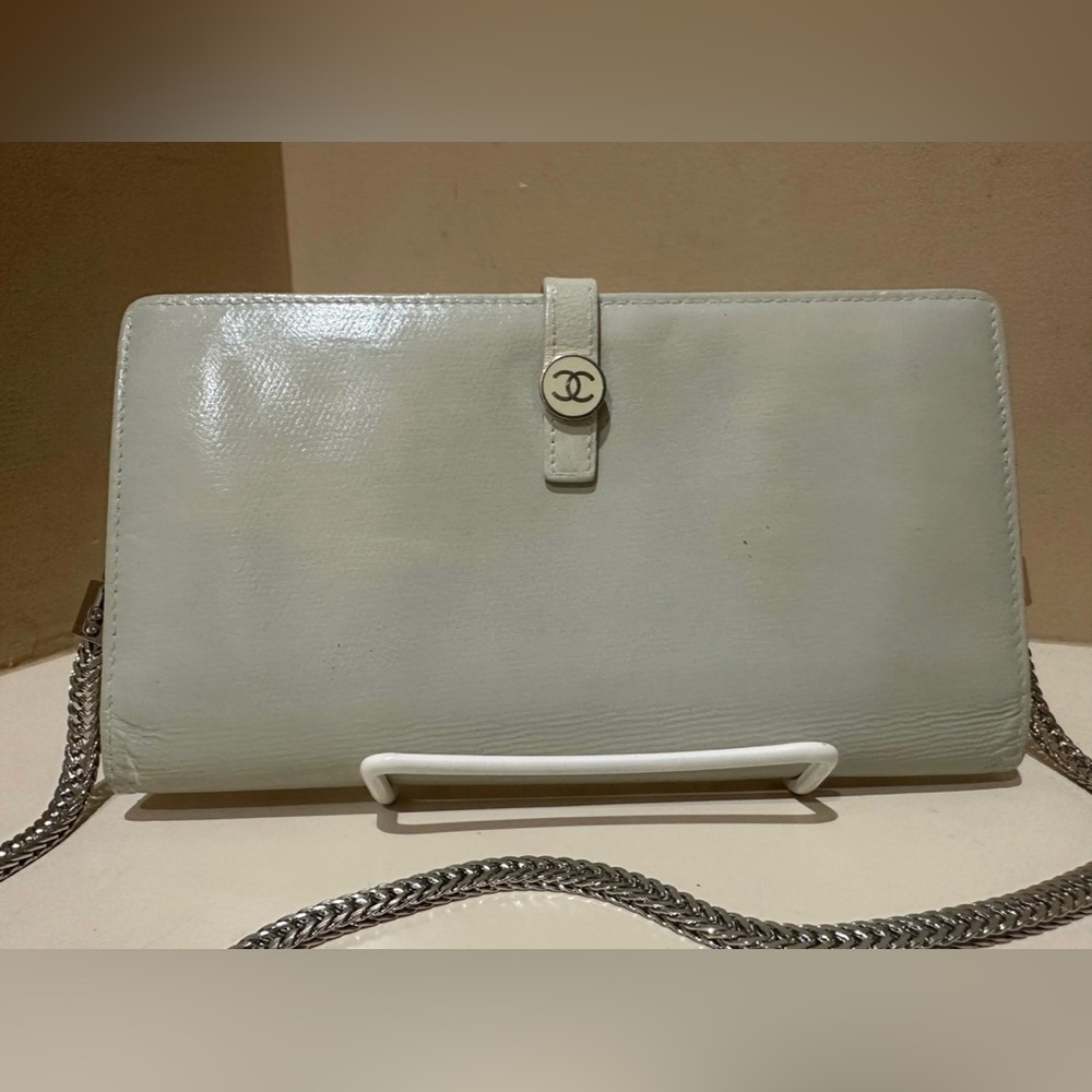 Chanel Coco Button Light Mint Green Long Wallet W/Add… - Gem